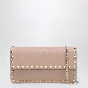 Valentino Garavani Garnet Calfskin Rockstud Chain Wallet - Pink