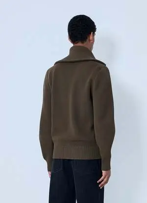 Bottega Veneta Zip-front High Collar Cardigan