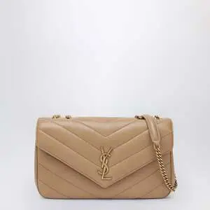 Saint Laurent Medium Light Brown Loulou Leather Bag - Cream
