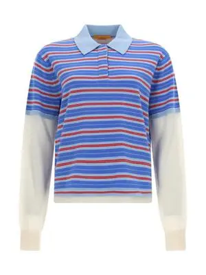 Guest In Residence Layered Stripe Rugby Polo Shirt - Blue
