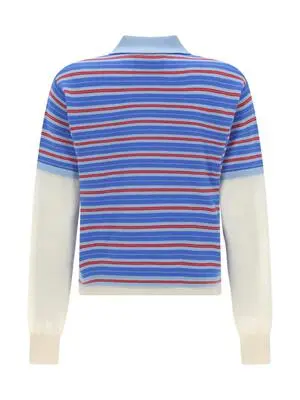 Guest In Residence Layered Stripe Rugby Polo Shirt - Blue