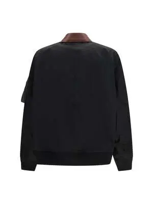 Sacai Cotton Bomber Jacket With Leather Details