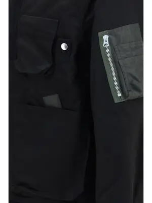 Sacai Cotton Bomber Jacket With Leather Details