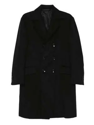 Kiton Double-breasted Coat - Black