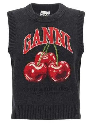 GANNI Cherry' Vest - Black