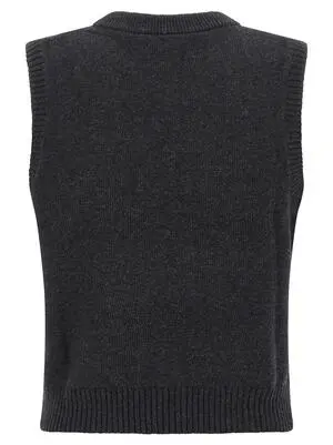 GANNI Cherry Wool Jacquard Sleeveless Waistcoat - Black