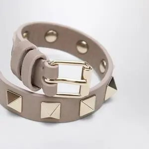 Valentino Garavani Rockstud Bracelet In Powder Leather - Pink