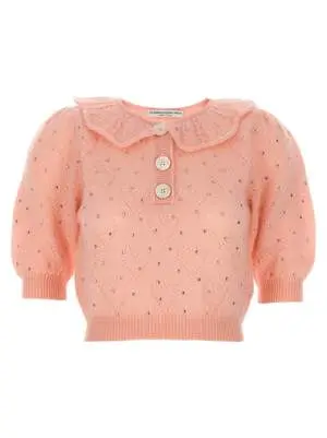 Alessandra Rich Rhinestone Sweater - Pink