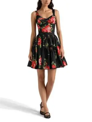 Dolce & Gabbana Floral Print Bustier Top - Black