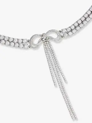 SELF-PORTRAIT Crystal Bow Choker - Silver
