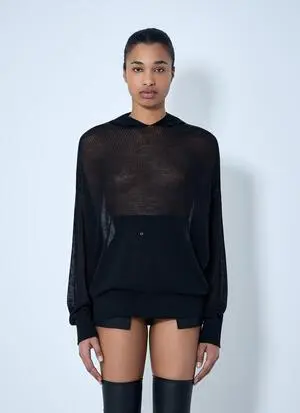 Rick Owens Mesh Knit Hoodie - Black