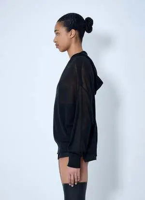 Rick Owens Mesh Knit Hoodie - Black