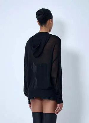 Rick Owens Mesh Knit Hoodie - Black