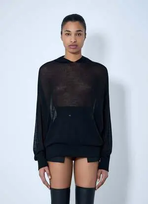 Rick Owens Sheer Mesh Knit Hoodie - Black
