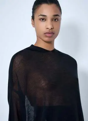 Rick Owens Sheer Mesh Knit Hoodie - Black