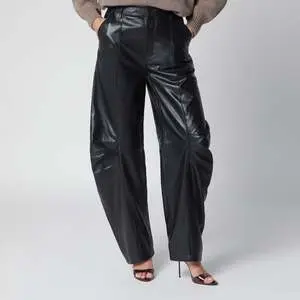 ROTATE BY BIRGER CHRISTENSEN Lamb Leather Cargo Trousers - Black