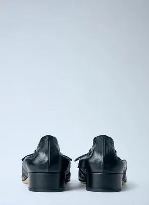 Prada Leather Bow Detail Ballet Flats - Black