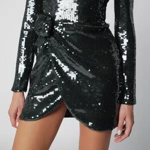 ROTATE BY BIRGER CHRISTENSEN Sequined Rosette Detail Mini Dress - Green