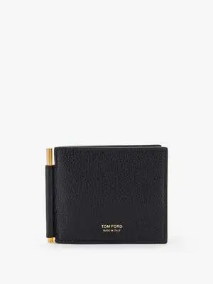 TOM FORD T-line Money Clip Leather Wallet - Black
