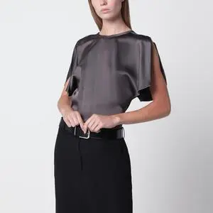 Victoria Beckham Bela Satin Viscose Top In Ore - Brown