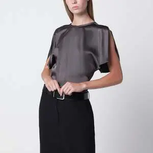 Victoria Beckham VICTORIA BECKHAM Bela Satin Viscose Top Brown