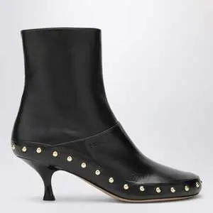 Chloé Junie Hammered Leather Ankle Boots - Black