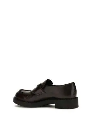 Prada Brushed Leather Loafers With Triangle Logo