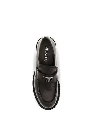 Prada Brushed Leather Loafers With Triangle Logo