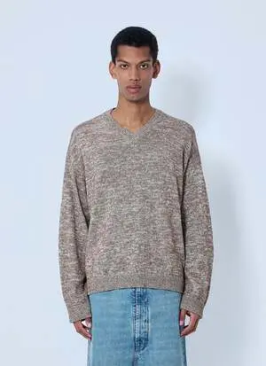 MAISON MARGIELA V-neck Knit Sweater - Brown