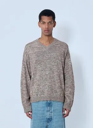 MAISON MARGIELA Textured Knit V-neck Pullover - Brown
