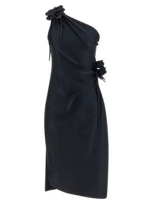 Coperni Asymmetric Mini Flower' Dress - Black