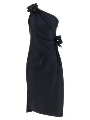 Coperni Asymmetric Mini Flower Midi Dress