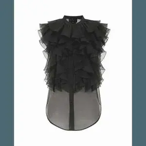 Max Mara Silk Ruffled Shirt - Black
