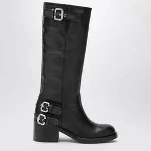 Chloé Dakota Knee-high Biker Boots In Leather - Black