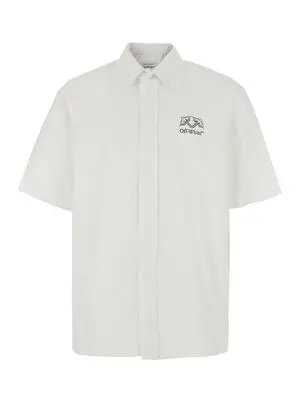 Off-White Shirt With Long Sleeves And Collar In For - Multicolor