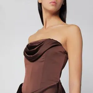 ROTATE BY BIRGER CHRISTENSEN Strapless Bodice Maxi Dress - Brown