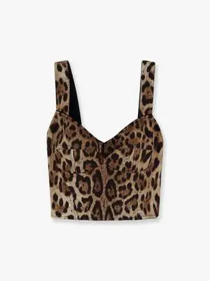 Dolce & Gabbana Cotton Blend Top With Animal Print - Multicolor