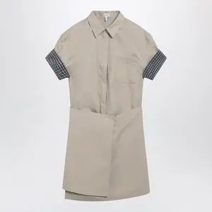 Loewe Short Cotton And Silk Wrap Dress In Beige - Cream