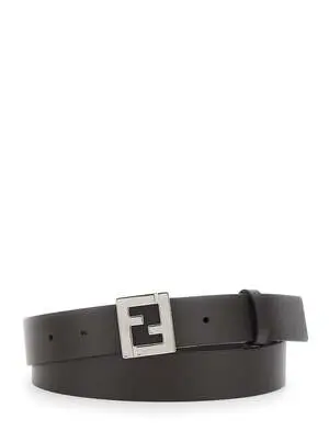 Fendi 3 Cm Pelle Ff Metal Silver - Multicolor