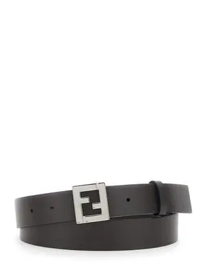 Fendi Leather Ff Metal Belt