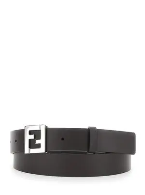 Fendi Leather Ff Metal Belt