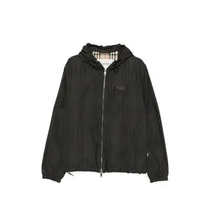 Burberry Check Pattern Hooded Jacket - Brown