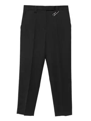 Prada Safety-pin Detail Wool Trousers - Gray