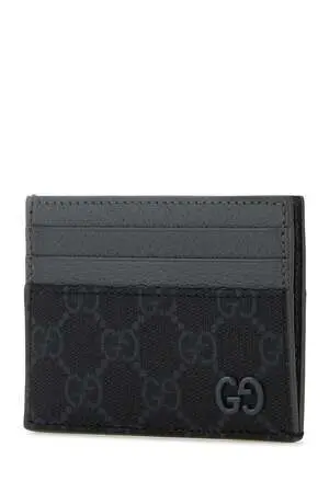 Gucci Gg Fabric And Leather Card Holder