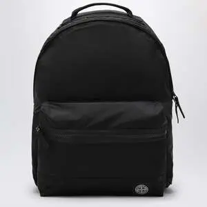 Stone Island Nylon Backpack With Logo Patch - Black