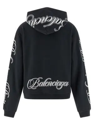 Balenciaga Cursive Hoodie - Black