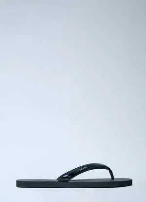 Prada Logo-embossed Leather Flip-flop Sandals - Black