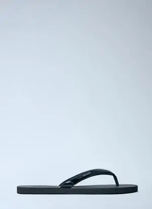 Prada Logo-embossed Leather Flip-flop Sandals - Black