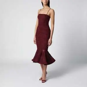 ROTATE BY BIRGER CHRISTENSEN Floral Mesh Ruffle Dress - Red