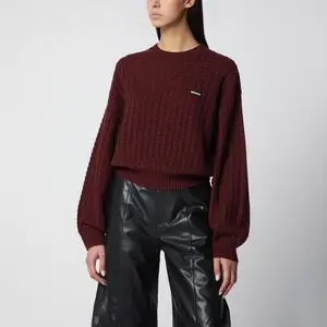 ROTATE BY BIRGER CHRISTENSEN Chocolate Wool And Cashmere Cable-knit Sweater - Red
